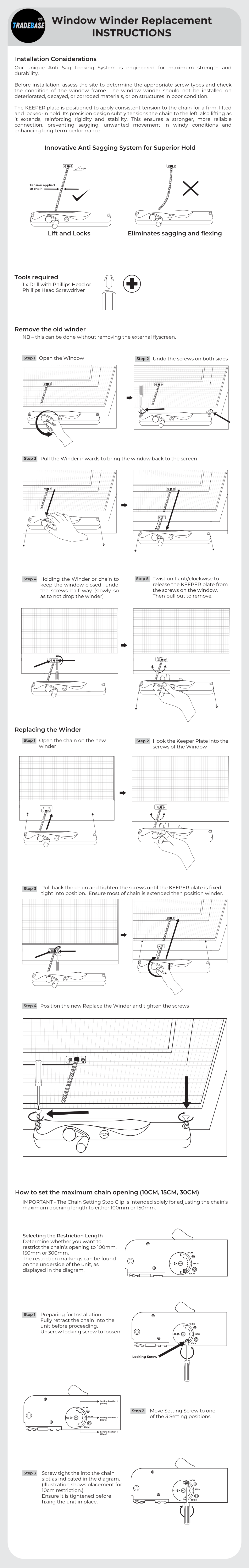 How to replace a chain Window Winder Instructions and Guide - TradeBase ...